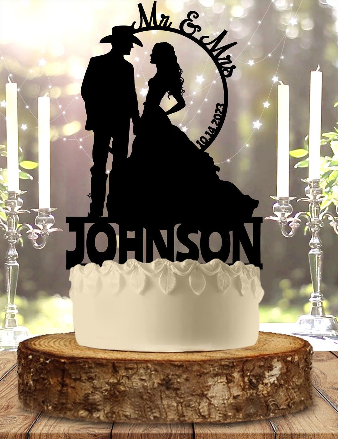 Country Western Wedding Cake Topper With Children Rustic Farm Barn ...