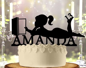 Personalised Cake Topper Book / Bookworm / Reading - Etsy UK