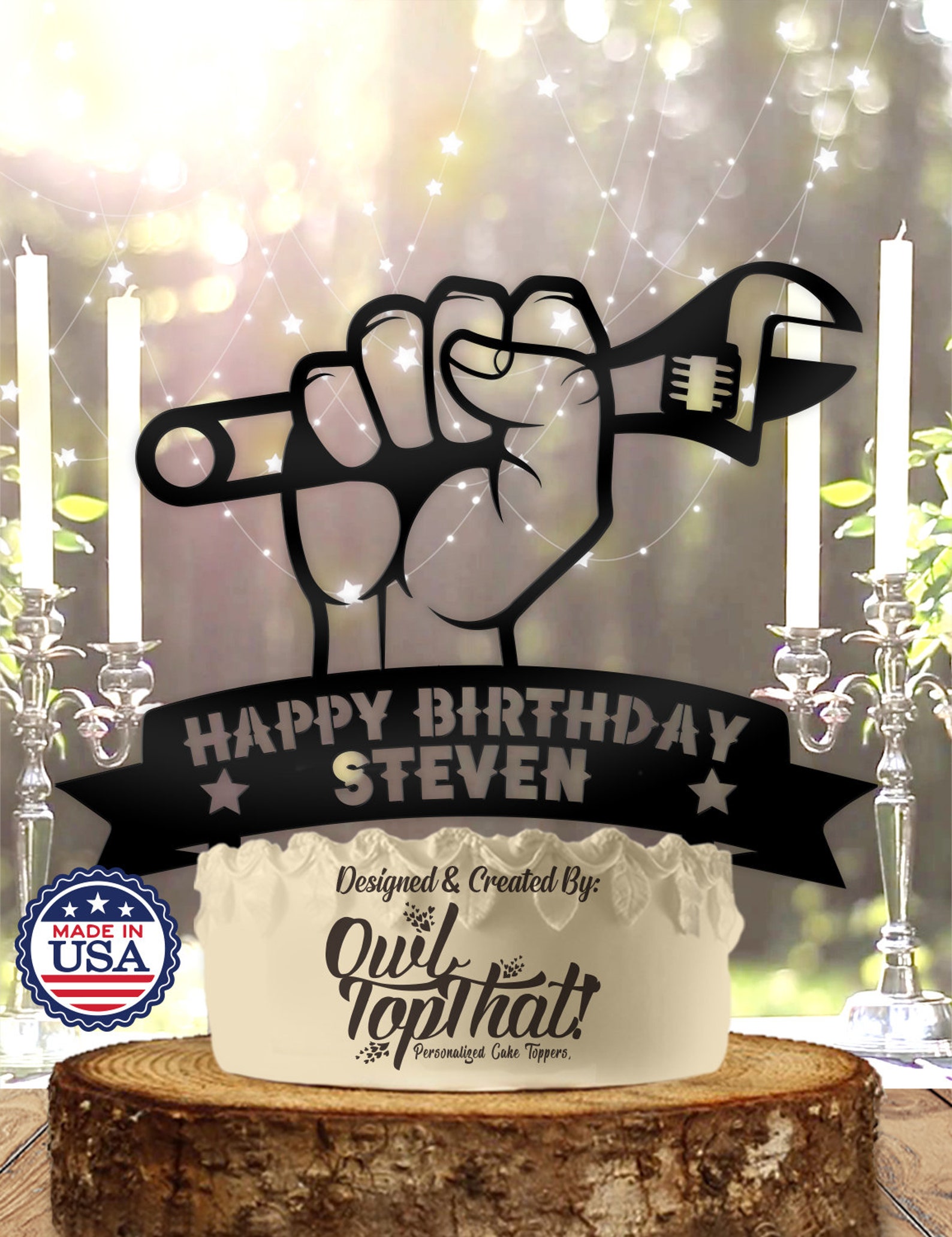 Wrench Mechanic Tool With Name Personalized Birthday Cake Topper - Etsy