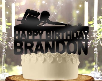 Billiards Birthday Cake Topper, Billiards & Snooker Table Cake Topper ...