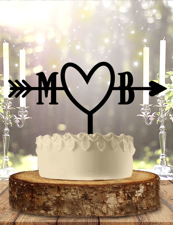 Paper & Party Supplies #096 Arrow rustic wedding cake topper wood W ...