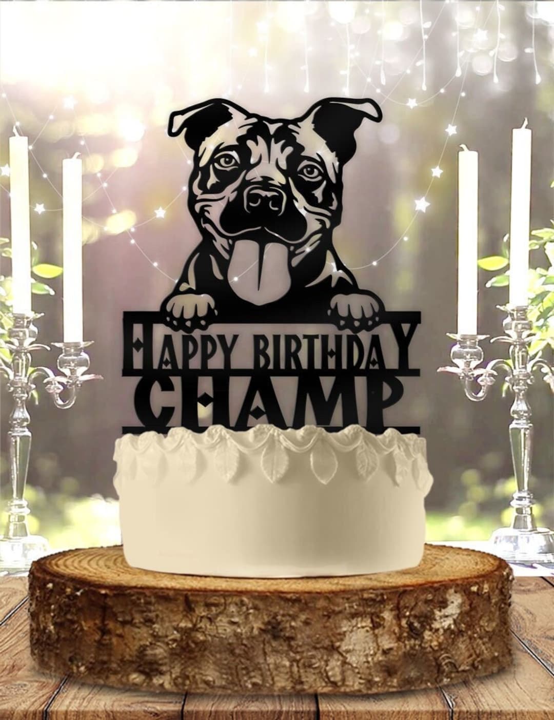 American Pit Bull Terrier Dog Pet Personalized Birthday Cake Topper - Etsy