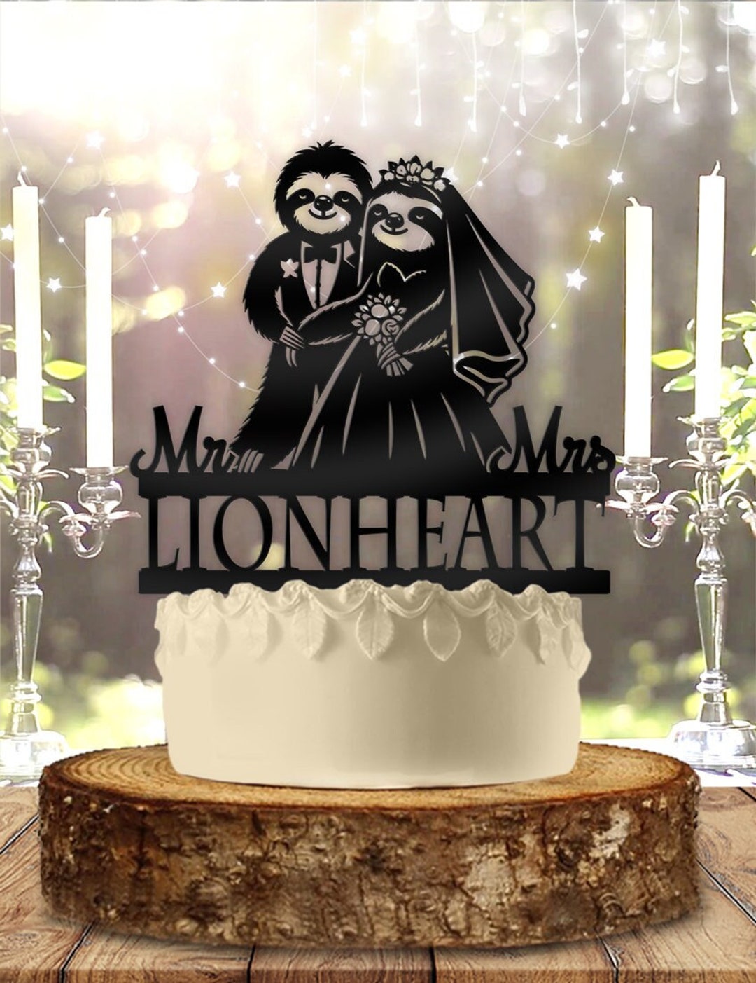 Sloth Couple With Name Personalized Wedding Cake Topper - Etsy