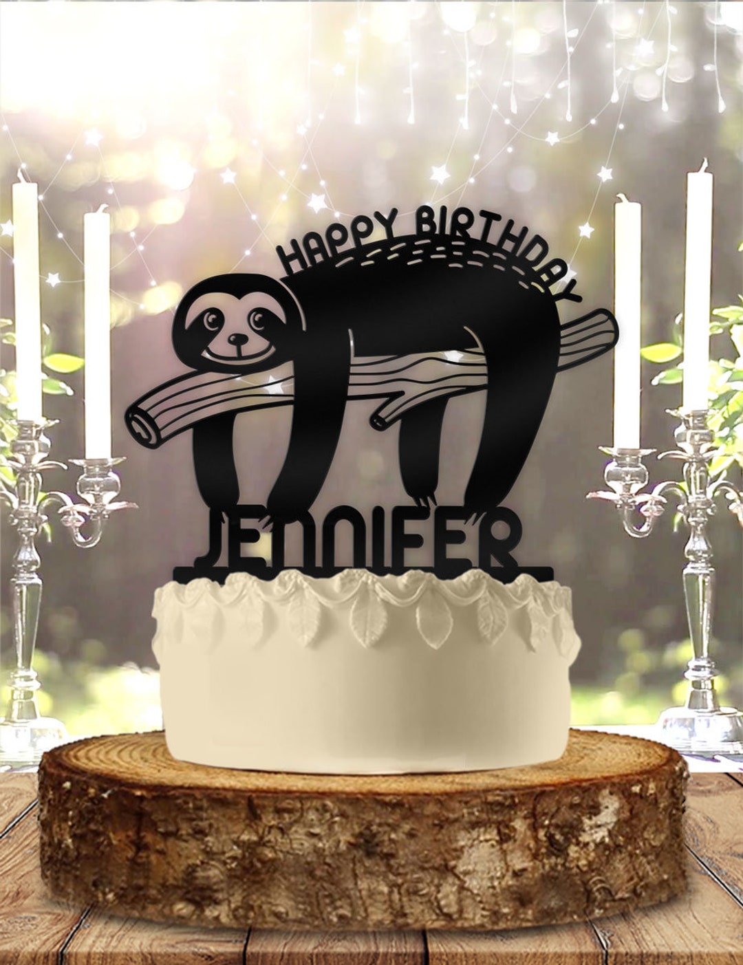 Sloth Holding Name Personalized Cute Birthday Cake Topper - Etsy