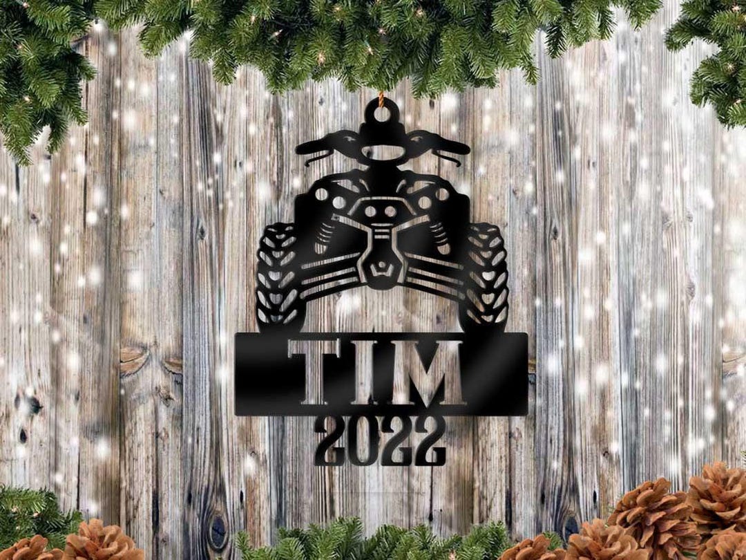 ATV Quad off Road Name Tag Ornament - Personalized Name & Date - Gift ...