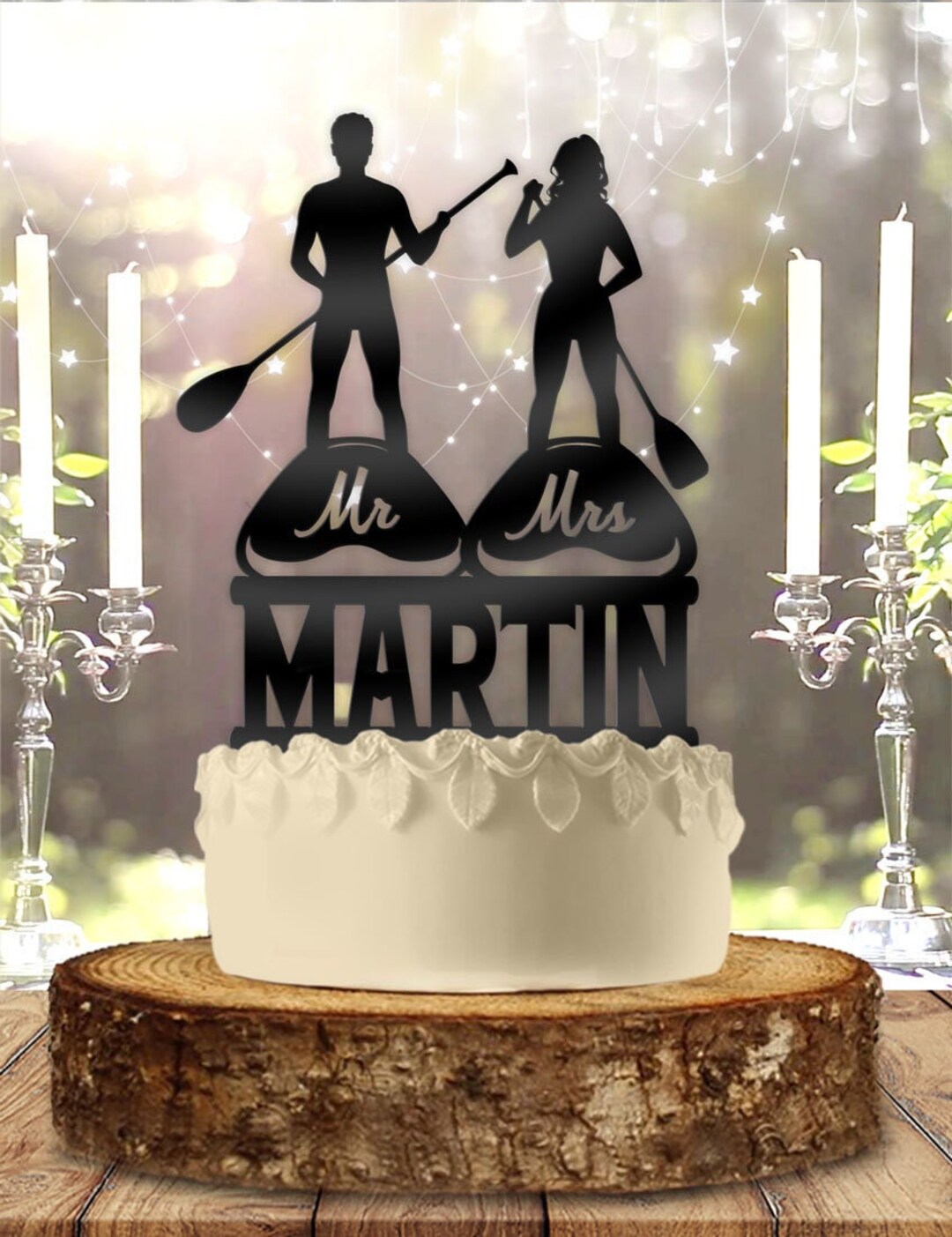 Paddle Boarding Couple Mr Mrs With Name Personalized Wedding ...
