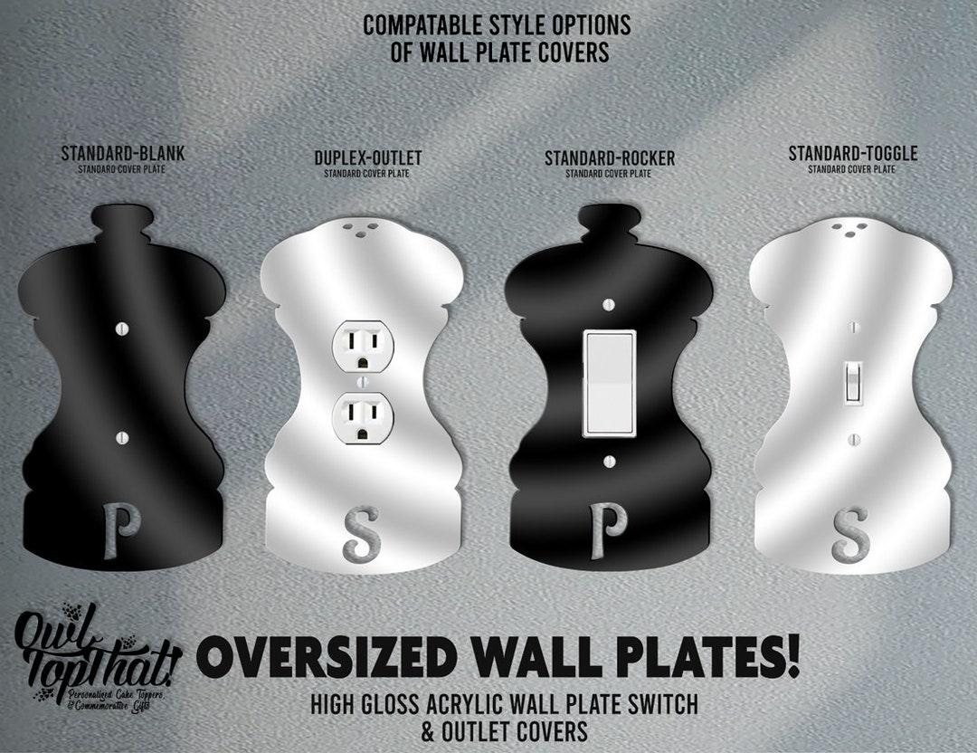 Salt & Pepper Shaker Set Oversized Wall Switch Cover Plate for Standard ...