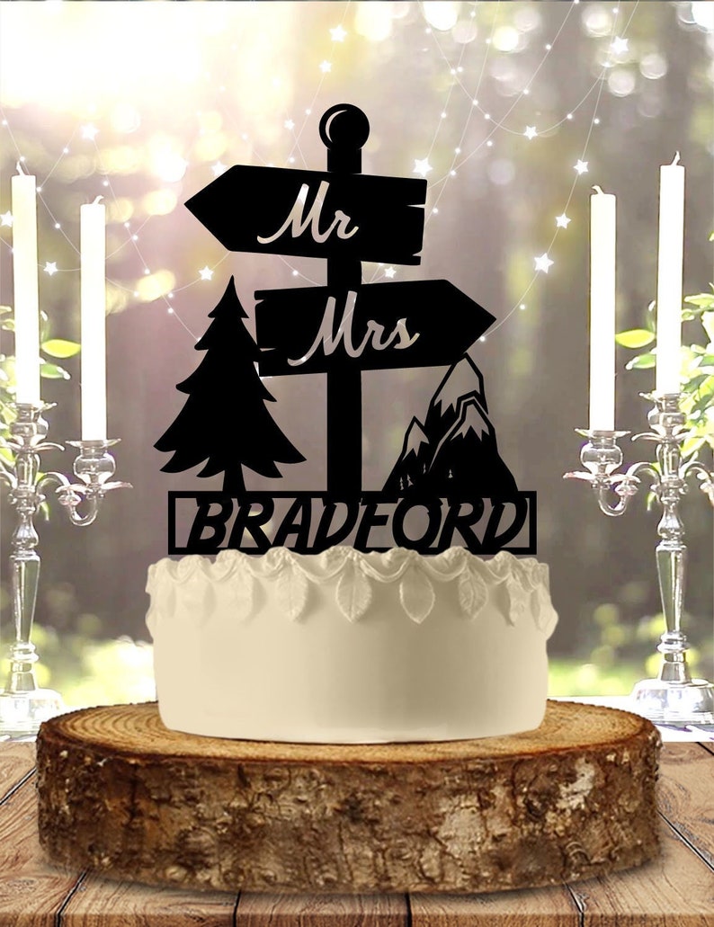Adventure Wedding Cake Topper Personalized Camping Hiking - Etsy