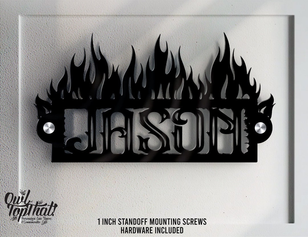 Fire Flames Kids Name Door Sign Custom Name Acrylic Signage Name Sign ...