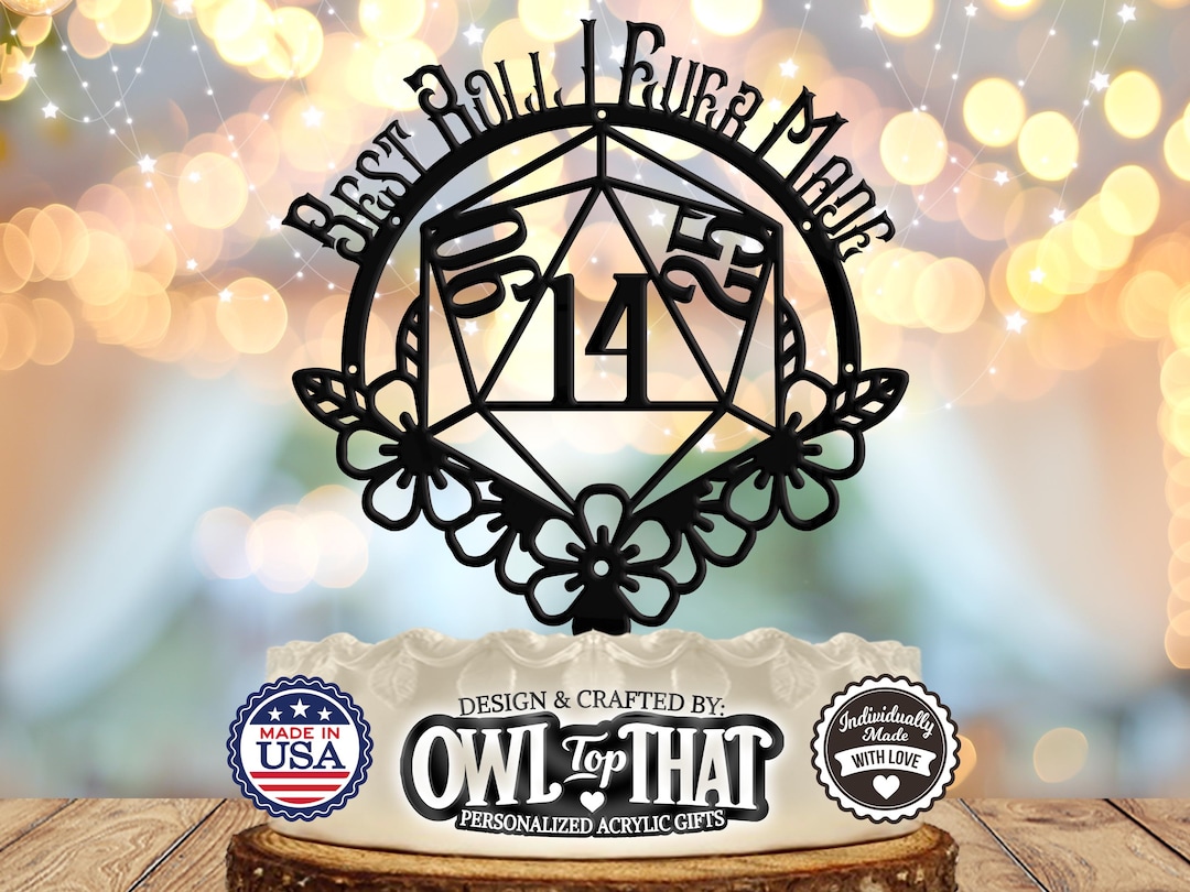 D&D D20 Dice Cake Topper: Personalized Gamer Wedding Decor - Etsy