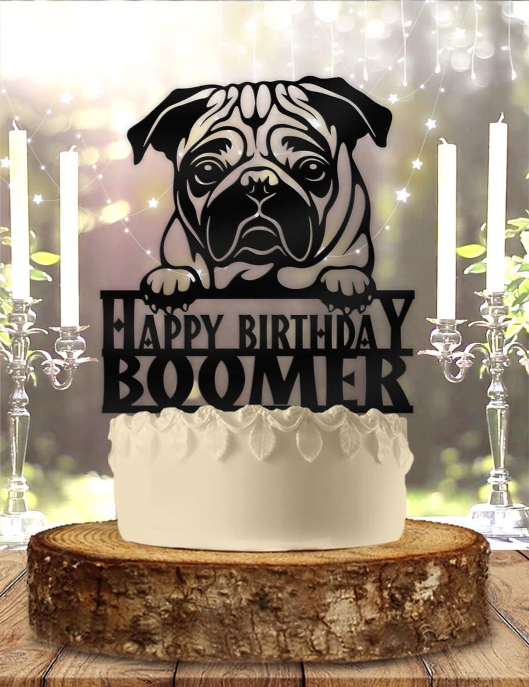 Pug Dog Pet Personalized Birthday Cake Topper - Etsy
