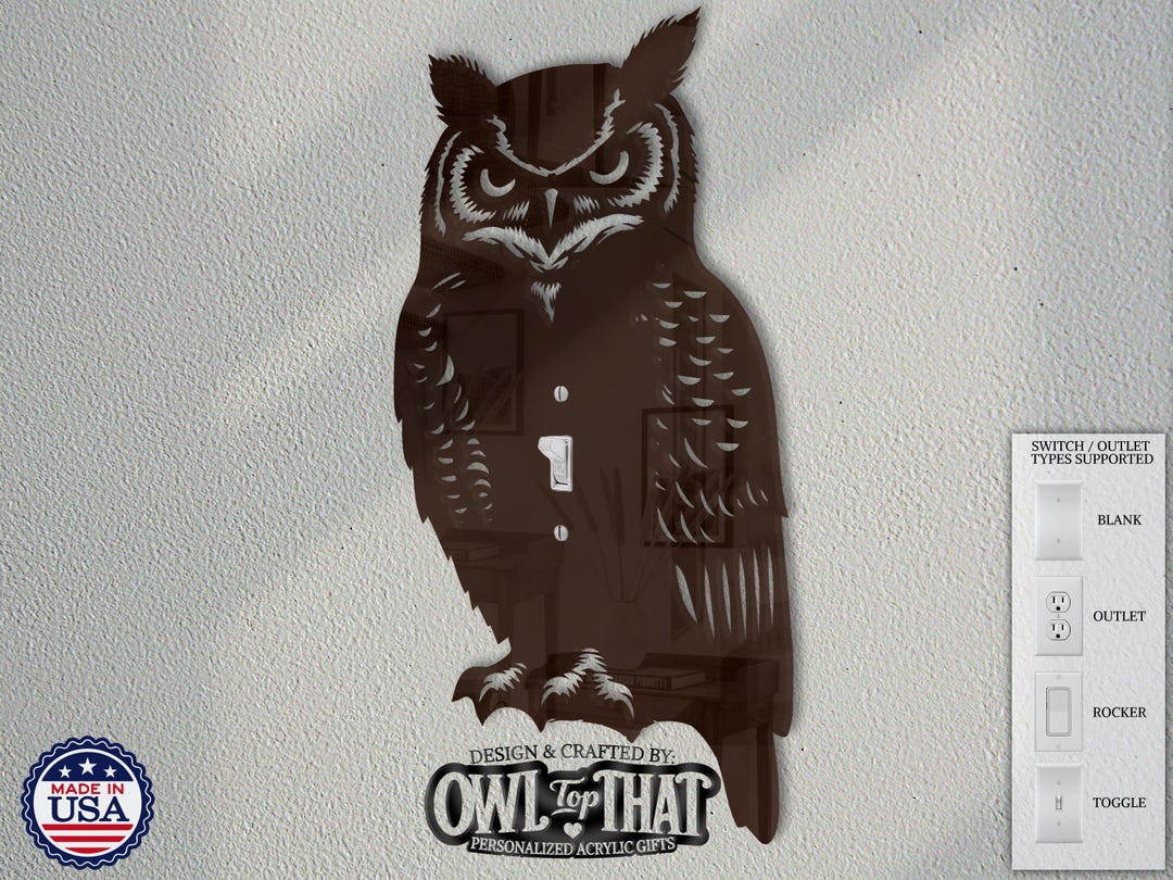 Owl Wall Switch Plate: Wildlife Nature Theme, Acrylic Cover - Etsy