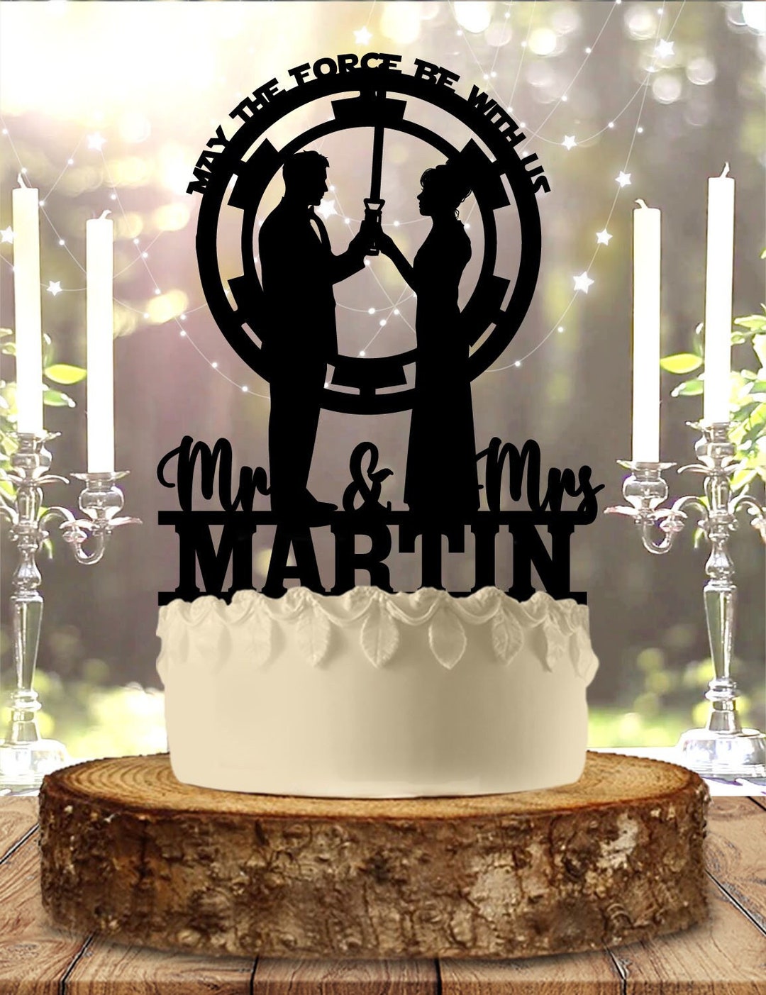 Jedi Couple May the Force Be With Us Wedding Cake Topper - Etsy