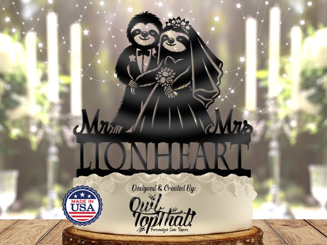 Sloth Couple With Name Personalized Wedding Cake Topper - Etsy