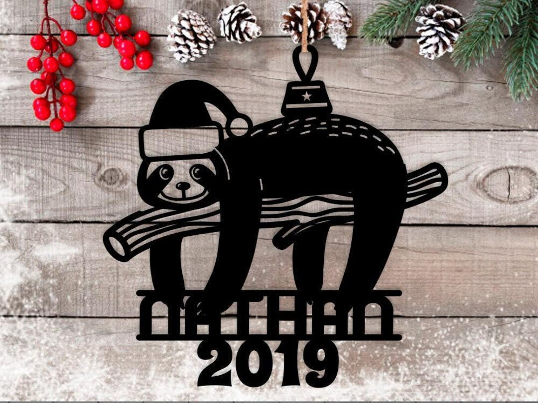 Sloth Santa Name Tag Ornament - Personalized Name & Date - Gift Tags ...