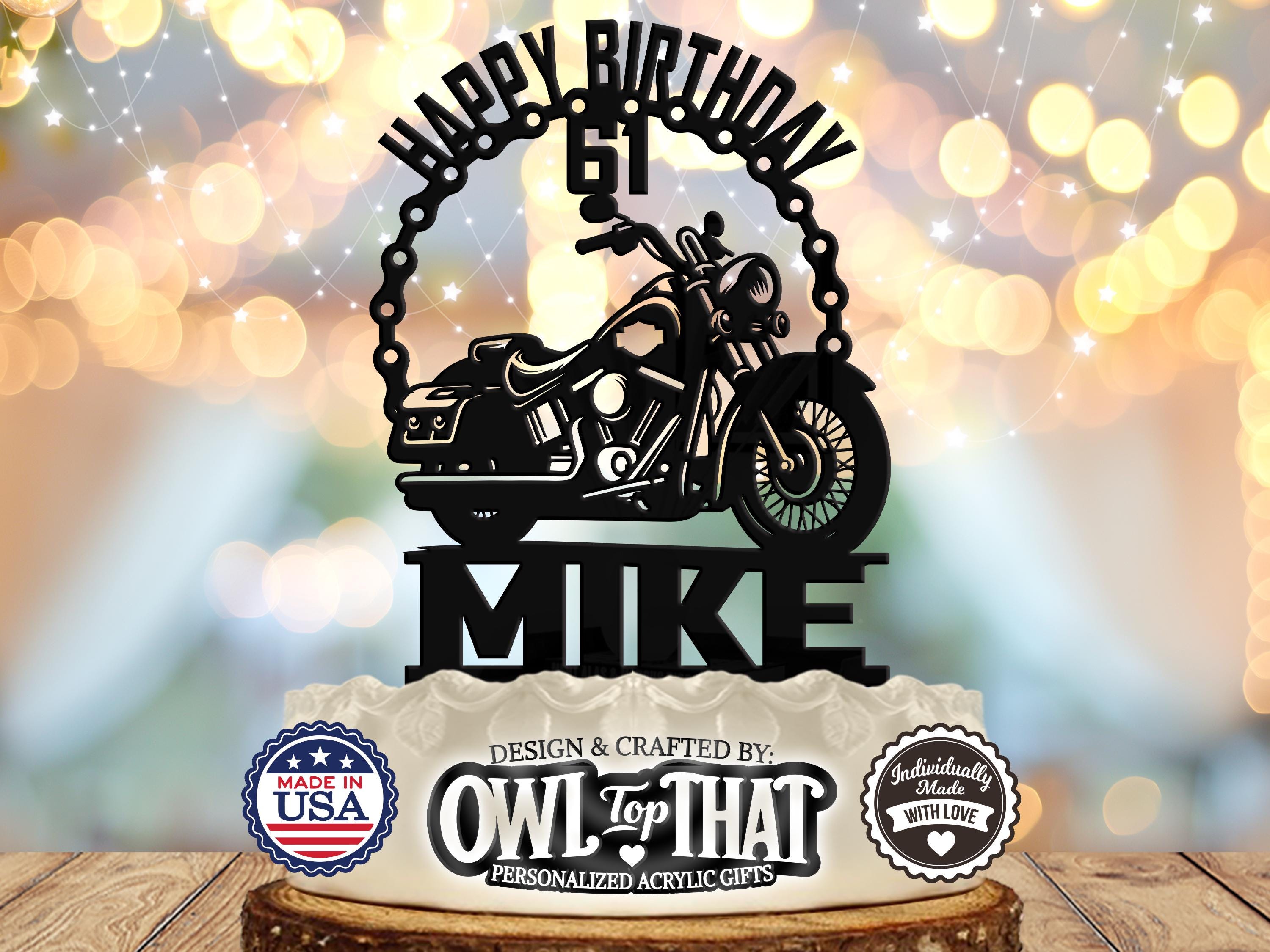 Harley Biker Motorcycle Chain Personalized Name and Age Birthday Cake ...