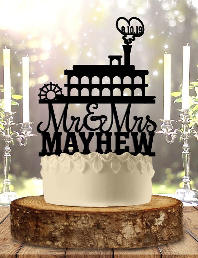 Riverboat Personalized Wedding Cake Topper - Etsy