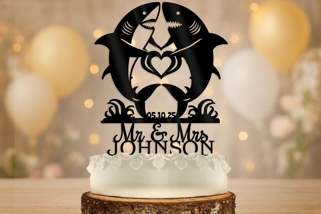 Sharks Wedding Cake Topper Ocean Beach Outdoor Summer Weddings - Etsy