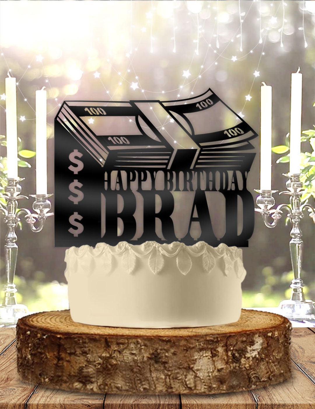 Money Cash Clip With Name Personalized Birthday Cake Topper - Etsy
