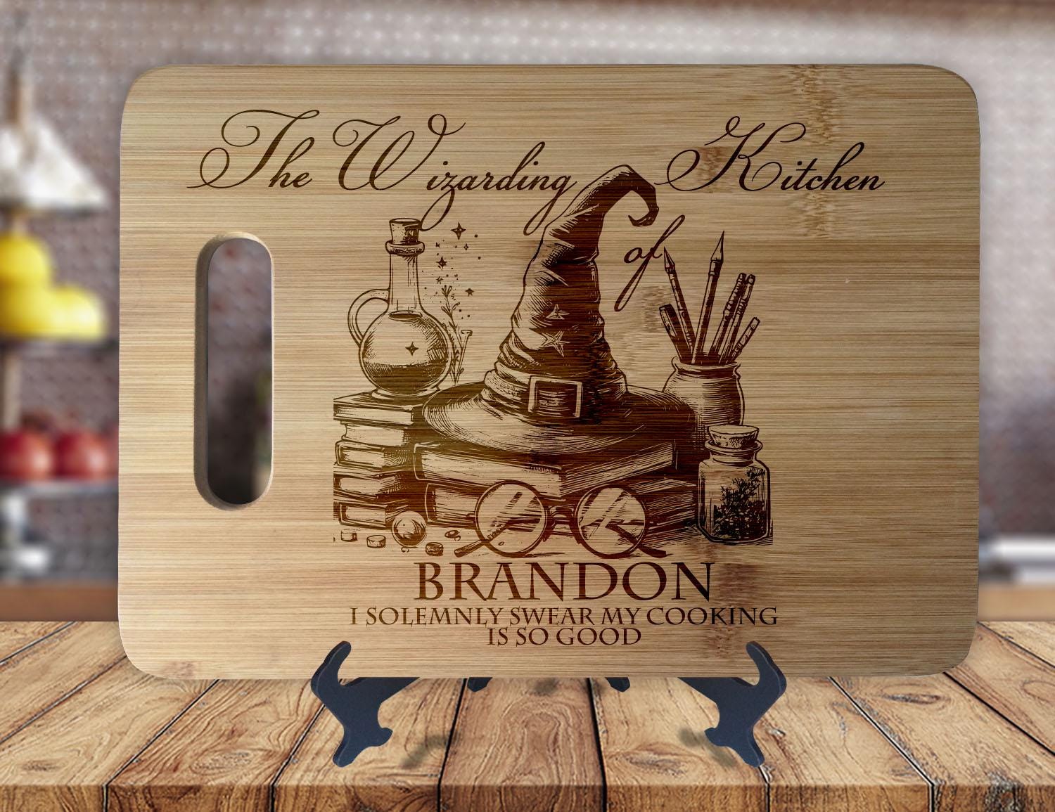 Personalized Wizarding Kitchen Bamboo Cutting Board - Engraved Display ...