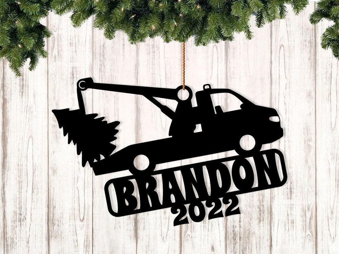 Tow Truck Driver Towing Name Tag Ornament - Personalized Name & Date ...