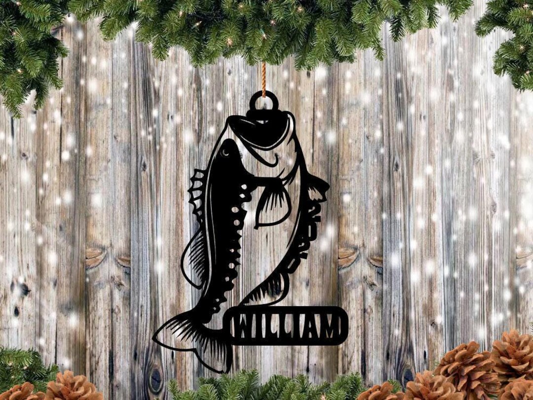 Fisherman Fishing Fish Name Tag Ornament - Personalized Name & Date ...