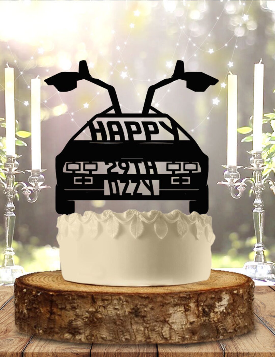 Delorean Back to the Future Birthday Car Mechanic Cake Topper ...