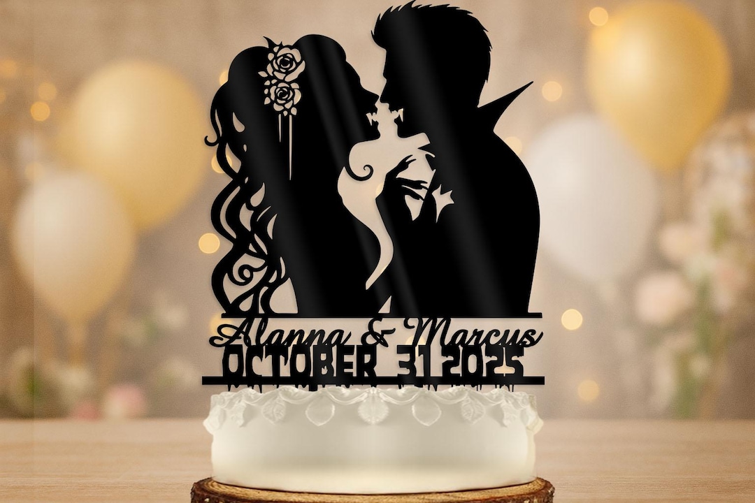 Halloween Wedding Cake Topper Vampire Couple Personalized Custom ...