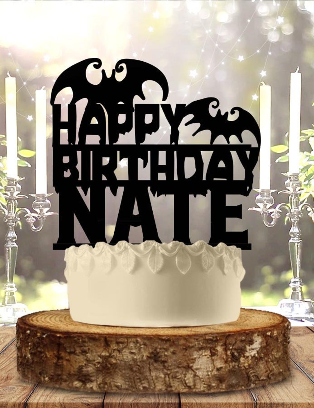 Halloween Bat Birthday Personalized Wedding Cake Topper - Etsy España