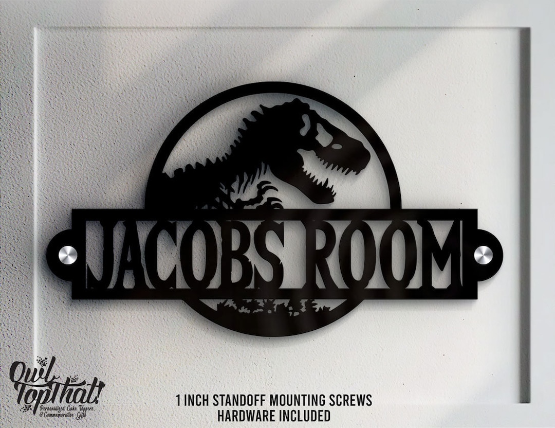 Dinosaur Personalized Kids Room Door Sign Custom Name Floating Acrylic ...