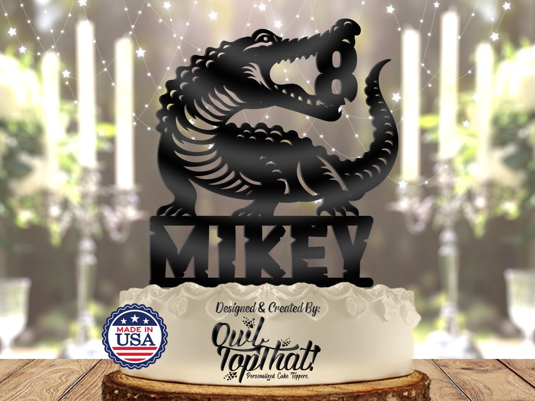 Alligator With Name and Age Personalized Birthday Cake Topper - Etsy