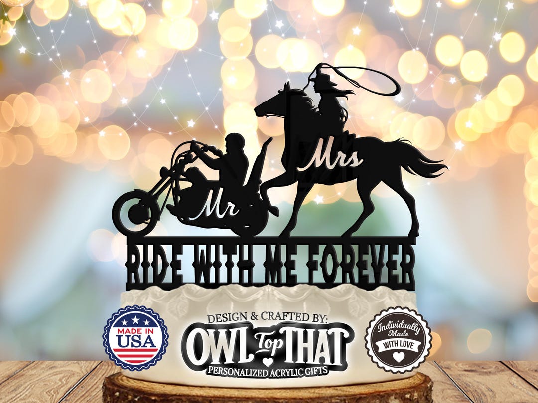 Motorcycle Horse Rider Wedding Cake Topper: Destination Theme - Etsy