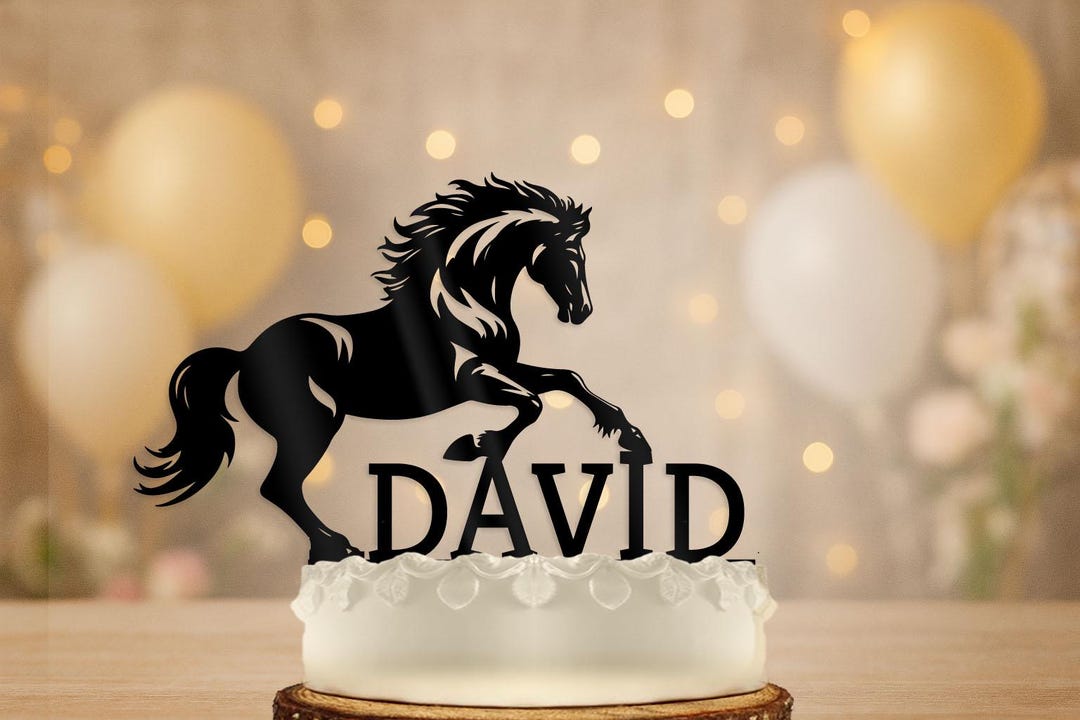 Mustang Horse With Name Personalized Birthday Cake Topper - Etsy
