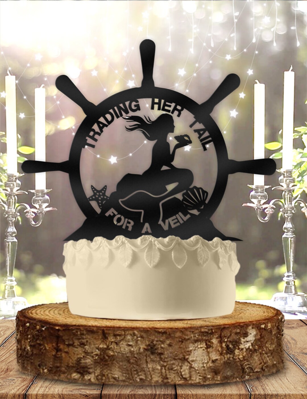 Mermaid Trading Her Tail for a Veil Wedding Cake Topper - Etsy