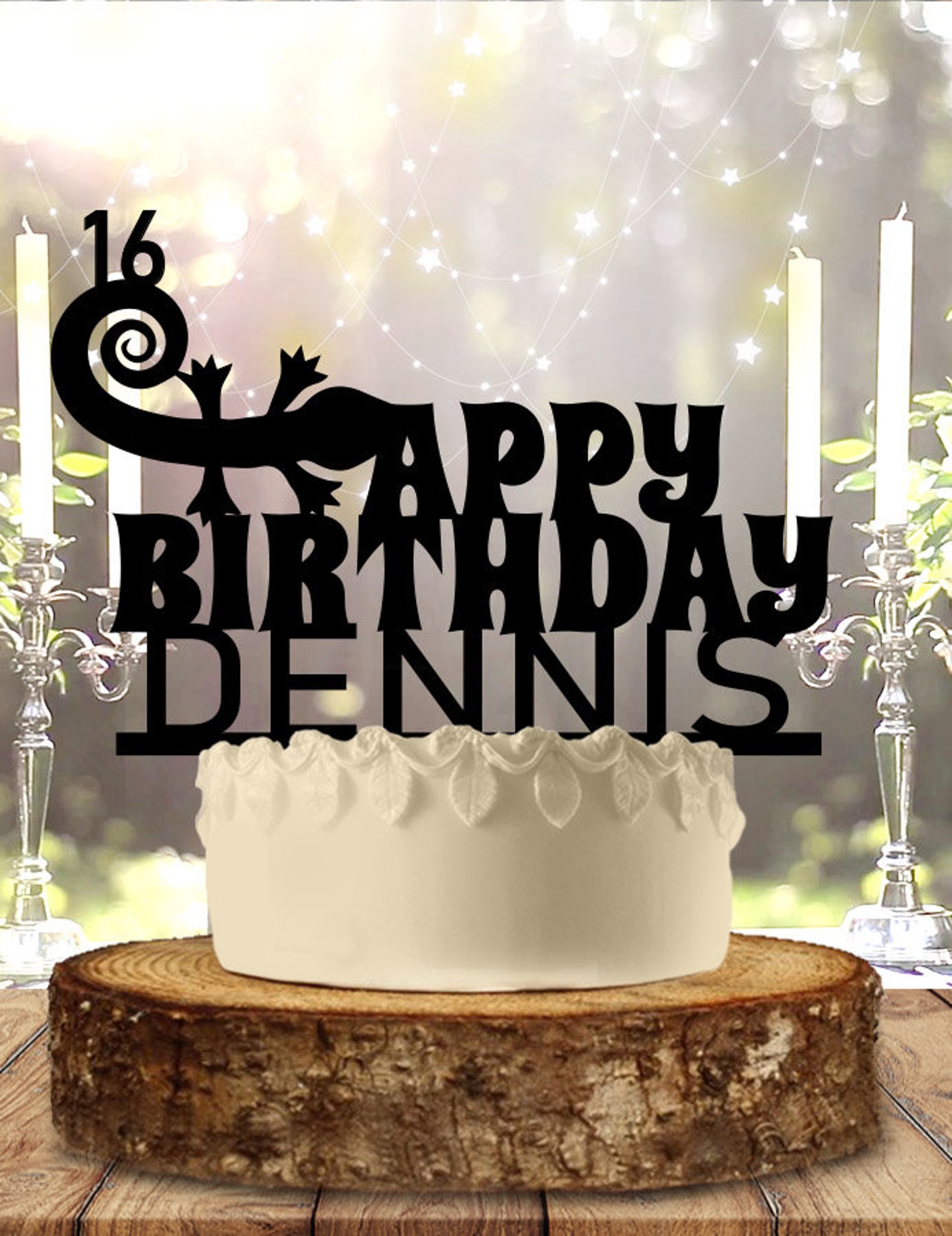 Gecko With Name Age Personalized Birthday Acrylic Cake Topper - Etsy