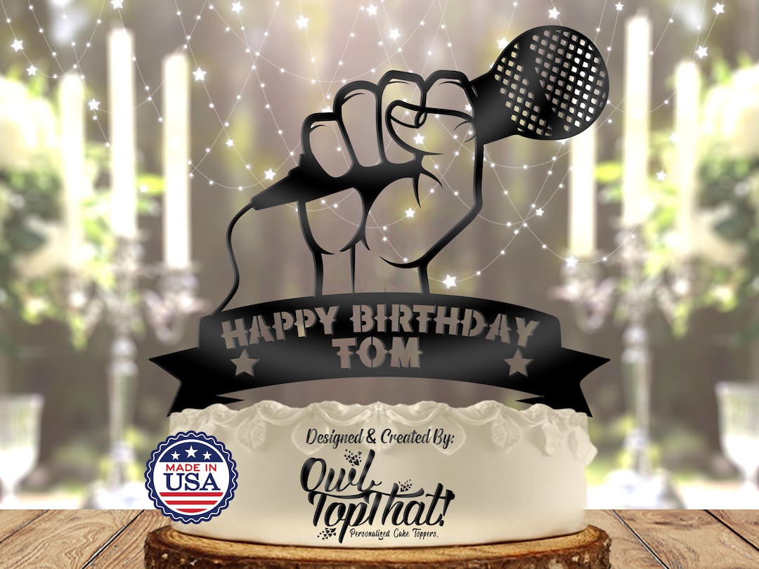 Personalized Microphone Karaoke Birthday Cake Topper - Etsy
