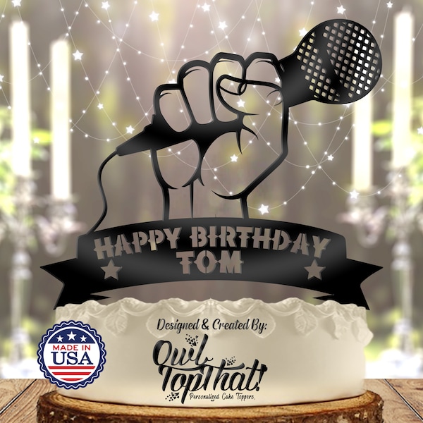 Personalized Microphone Karaoke With Name Birthday Cake Topper, Custom ...