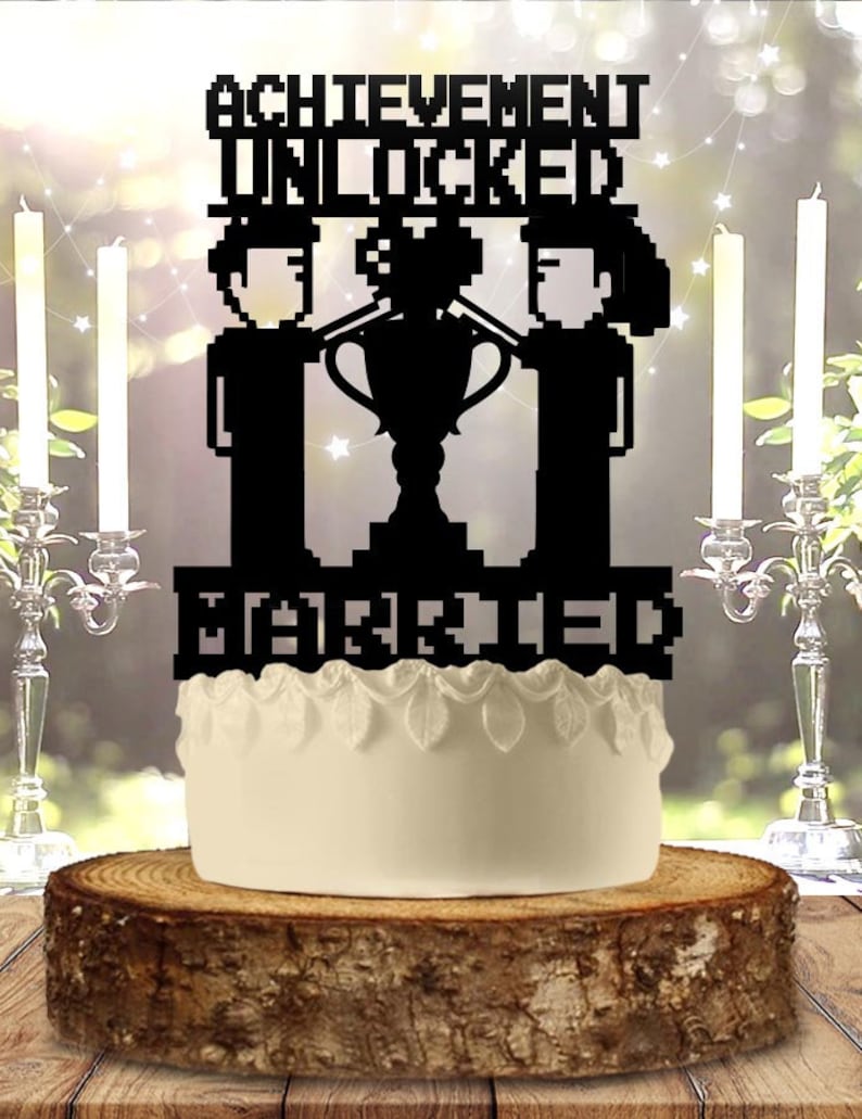 Gamer Achievement Unlocked Married Wedding Cake Topper - Etsy