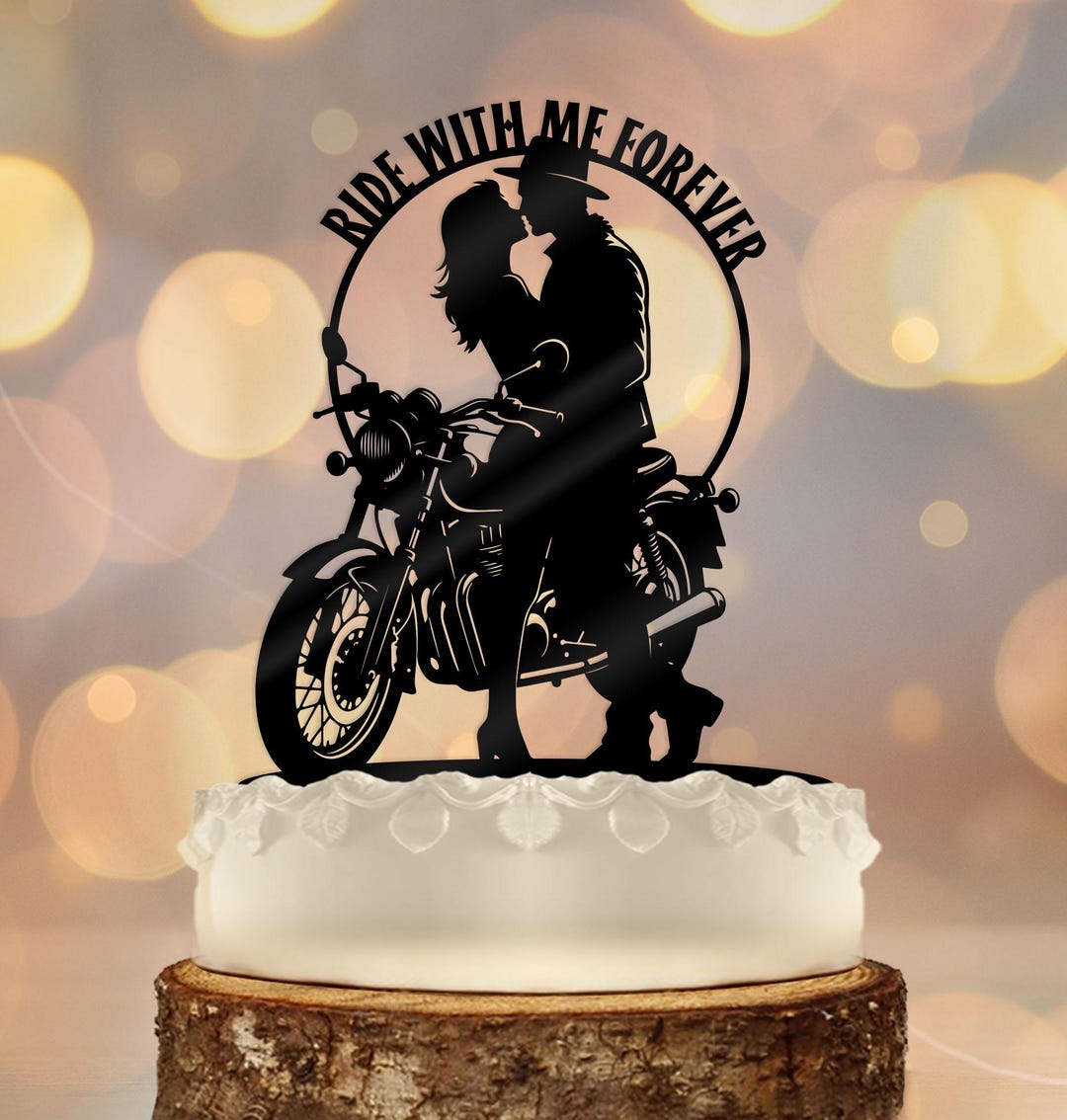 Biker Couple Wedding Cake Topper Ride With Me Forever Personalized - Etsy