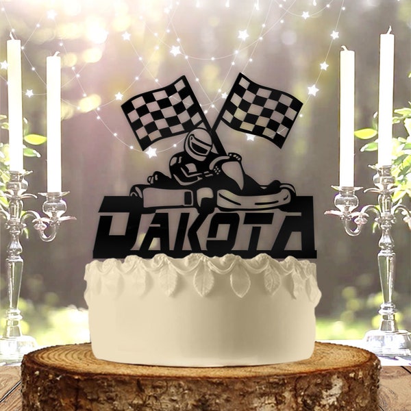 Go Kart Race With Name Personalized Birthday Cake Topper - Etsy UK