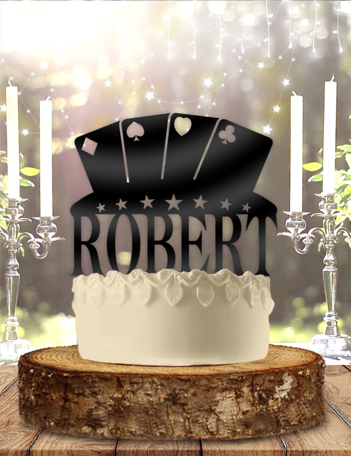 Gambling Playing Cards With Name Birthday Cake Topper - Etsy