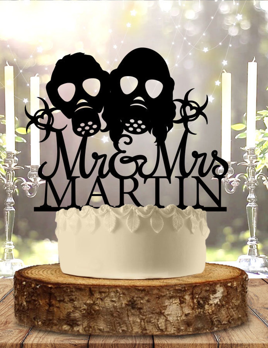 Quarantined Couple Gas Mask Wedding Anniversary Cake Topper ...