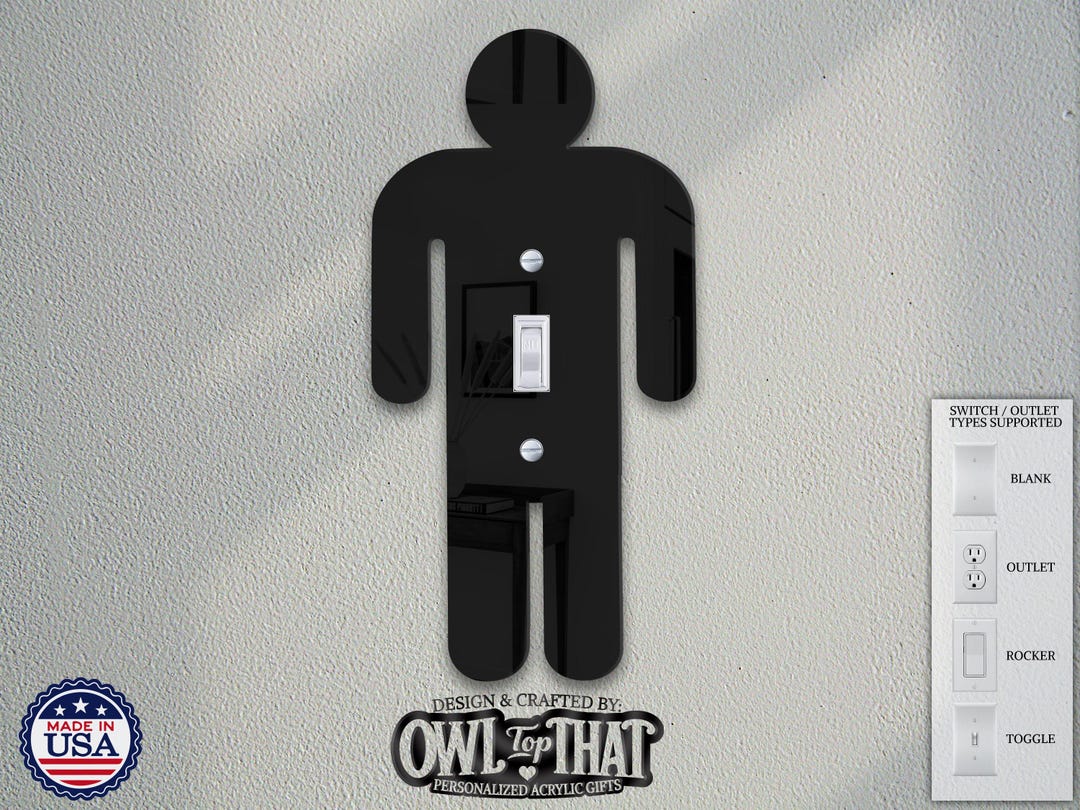 Men's Restroom Bathroom - Oversized Wall Switch Cover Plate - Bathroom ...