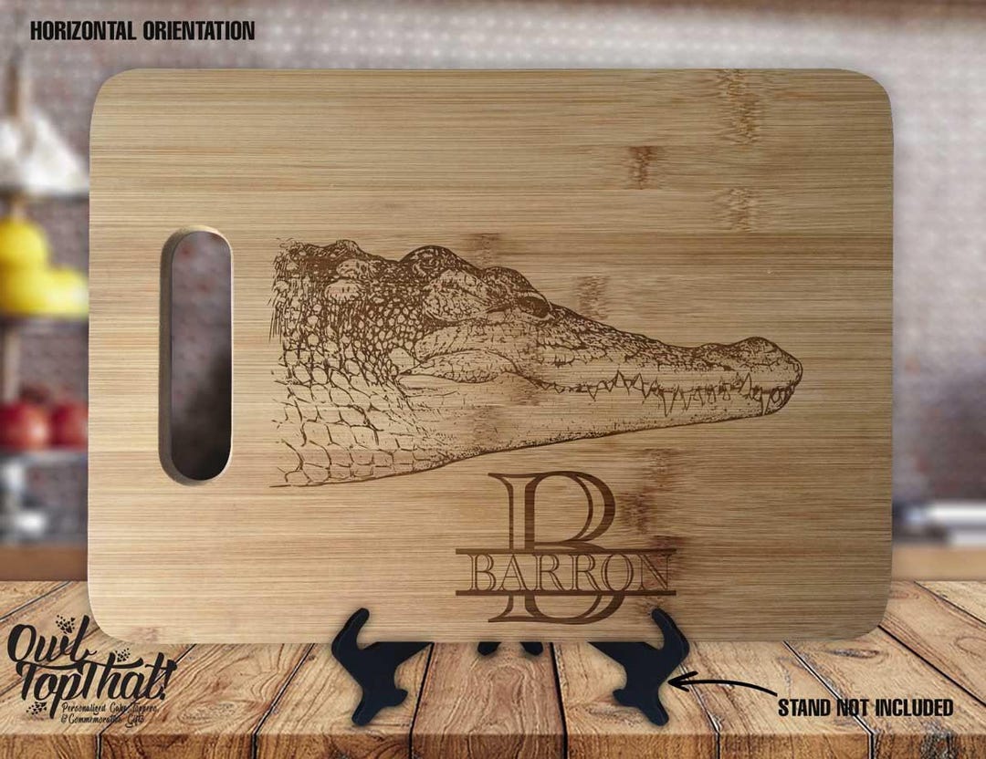 Alligator Monogram Bamboo Cutting Board: Personalized Engraved Gift - Etsy