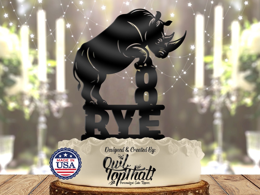 Rhino With Name and Age Personalized Birthday Cake Topper - Etsy