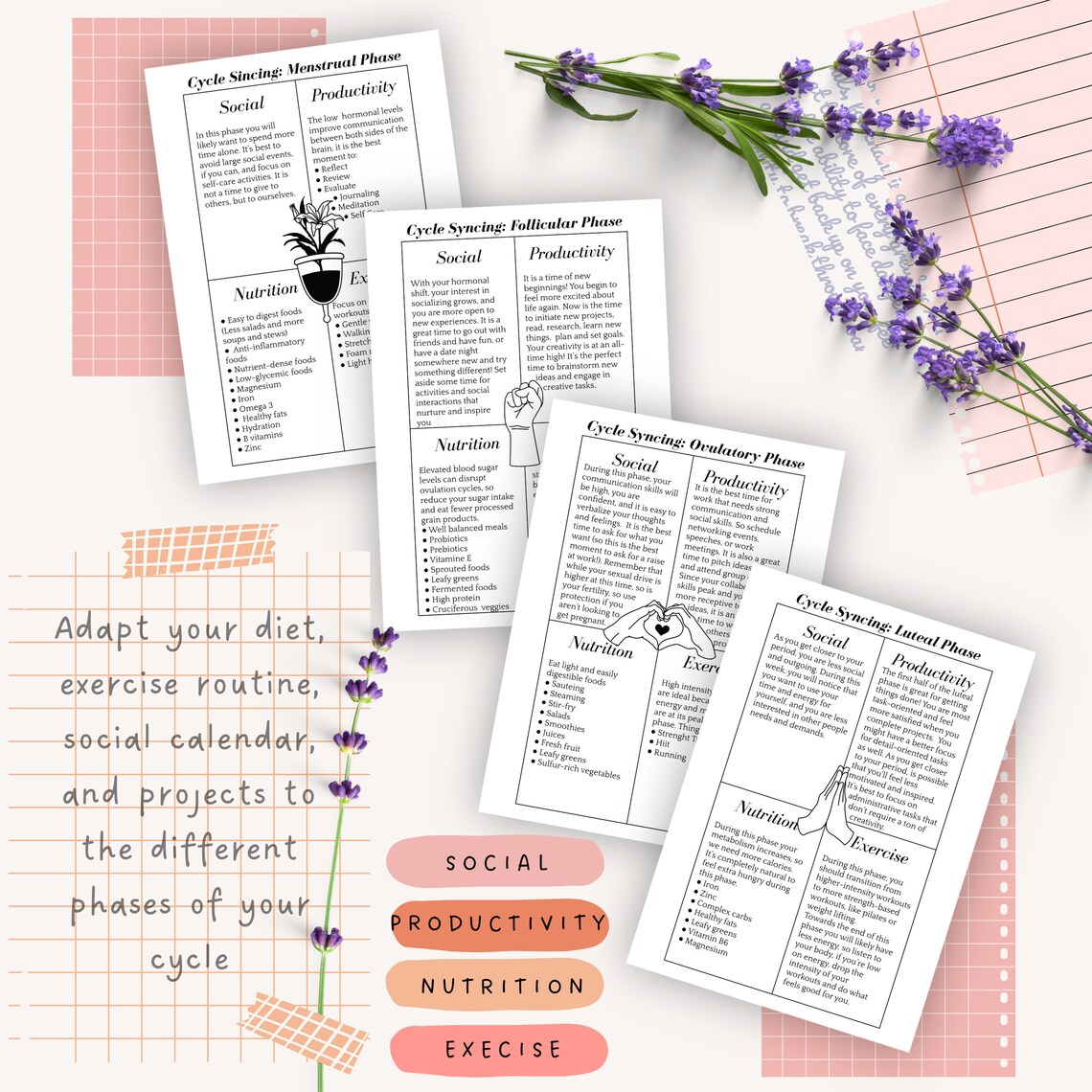 Women's Cycle Syncing Guide Period Tracker Cycle - Etsy