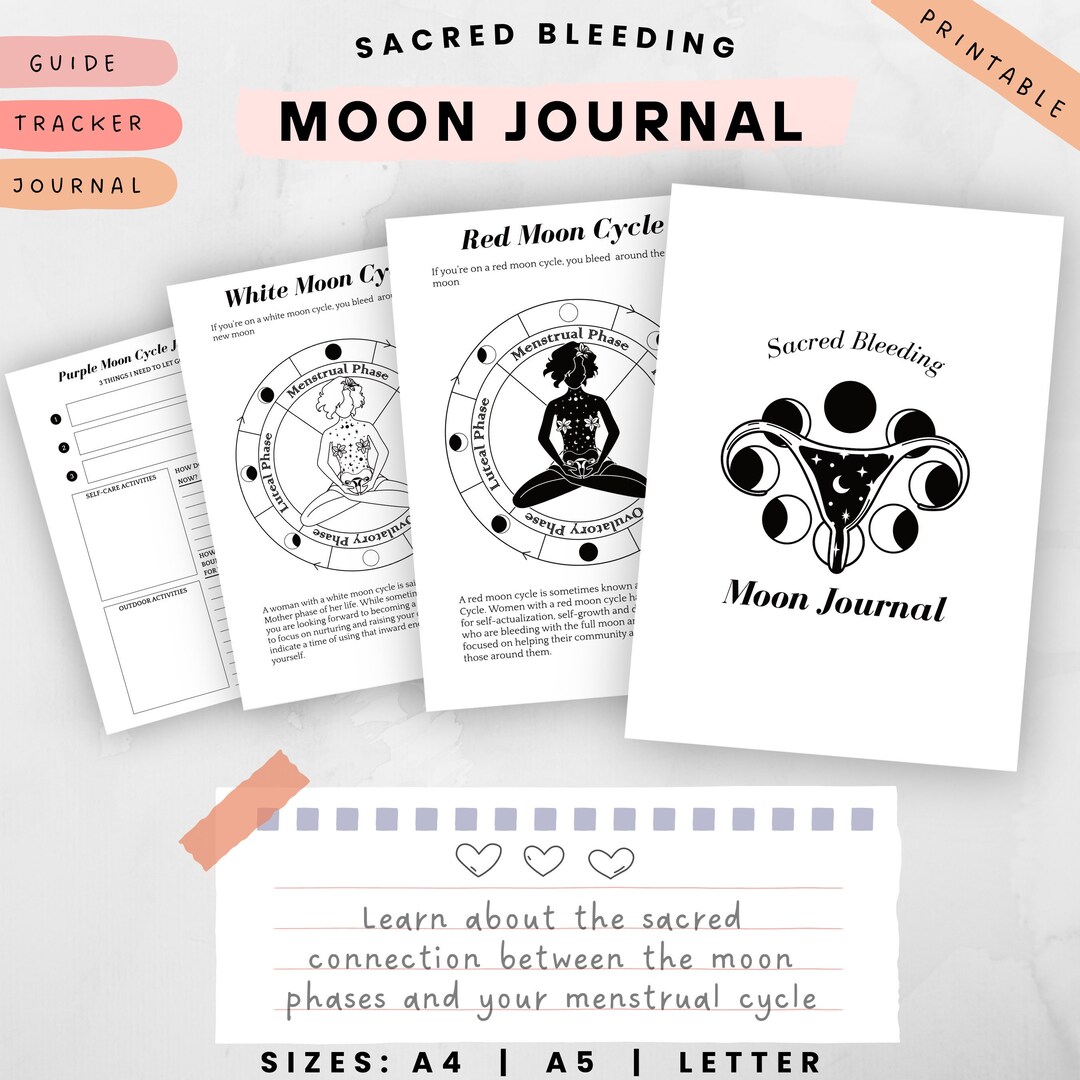 Sacred Bleeding Moon Journal White Moon Cycle Vs Red Moon Cycle Purple Moon Cycle Pink Moon ...