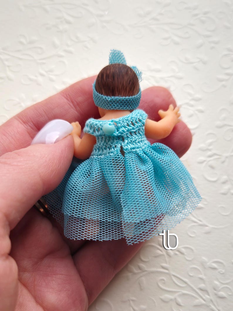 Mint Crochet Dress and Headband for Silicone Mini Baby Dolls, Series 1 ...