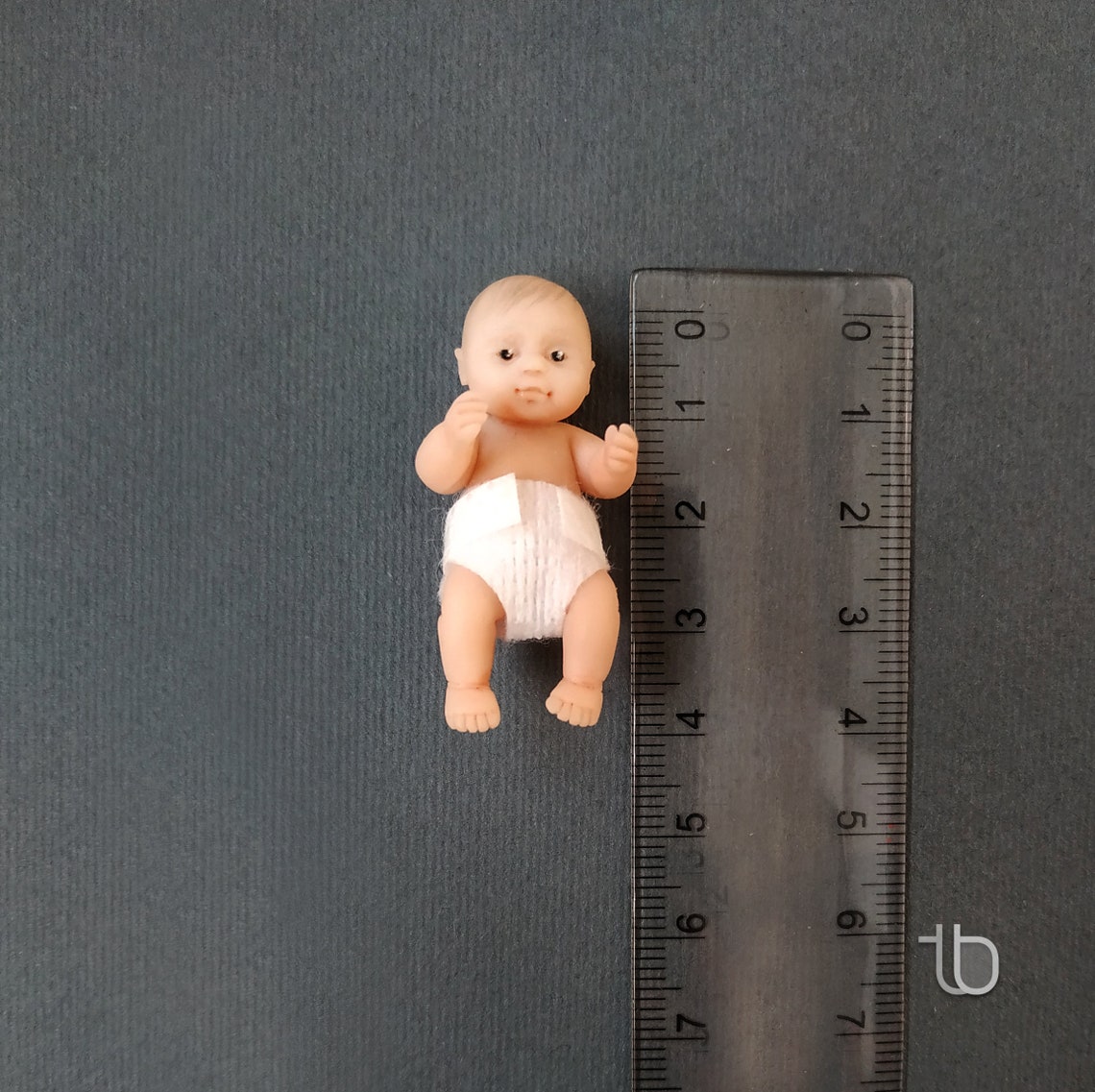 Miniature Polymer Clay Baby Doll With Free Limbs and Open Eyes. Tiny ...
