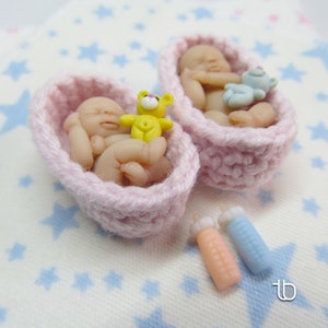 Micro Mini Newborn TWINS Polymer Clay Baby Original Hand Sculpted Art ...